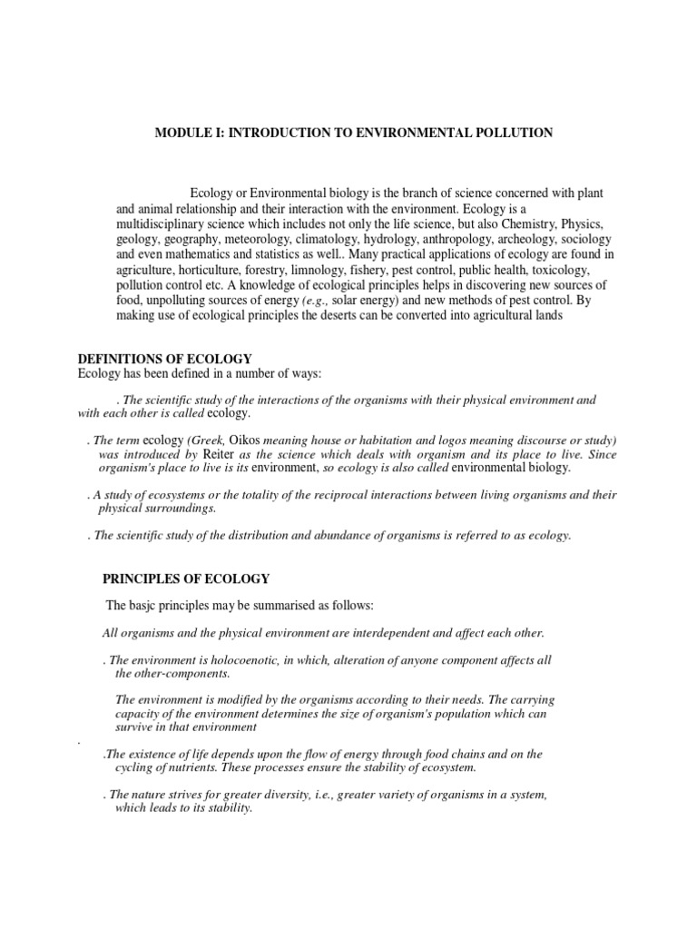 Module I: Introduction To Environmental Pollution | PDF | Ecology ...