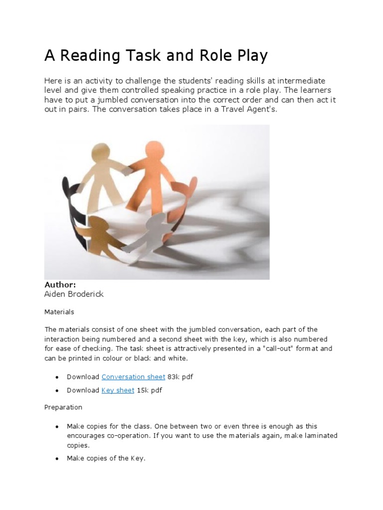 A Reading Task and Role Play | PDF | Behavior Modification | Cognition