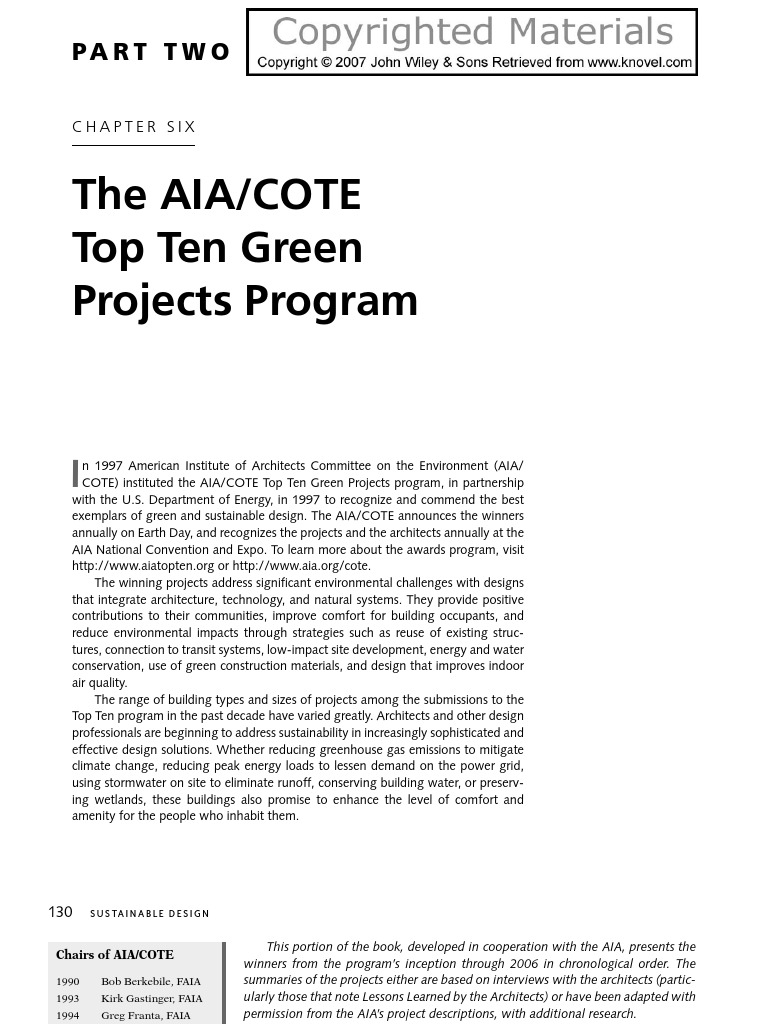 The Aia/Cote Top Ten Green Projects Program: Part Two | PDF ...