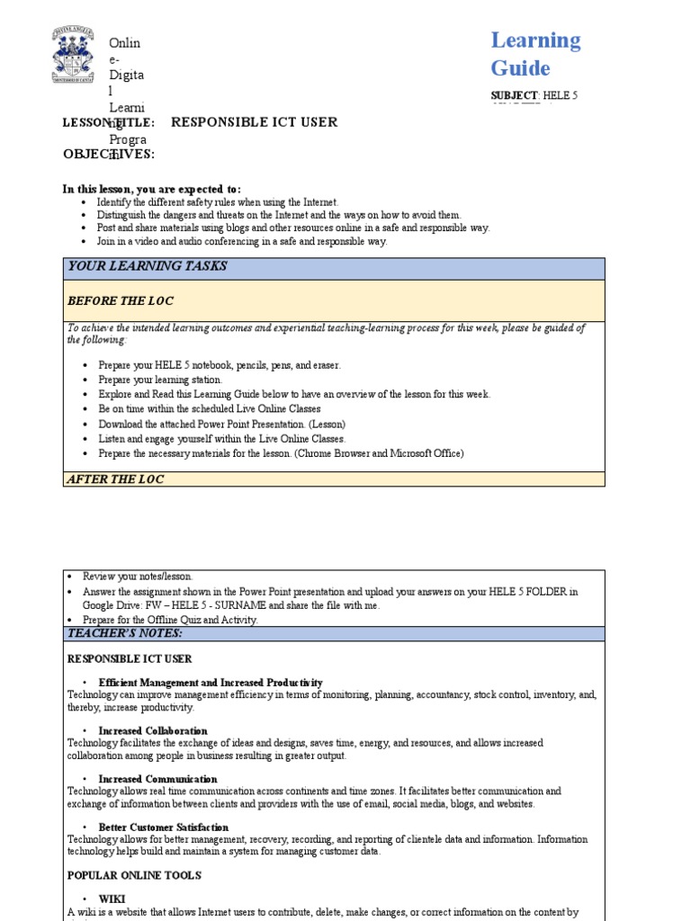 Online Learning Guide for Responsible ICT Users | PDF | Malware | Blog