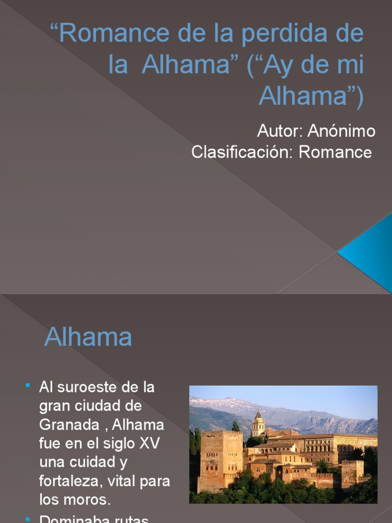 Romance de La Perdida de La Alhama | PDF | Granada | Poesía