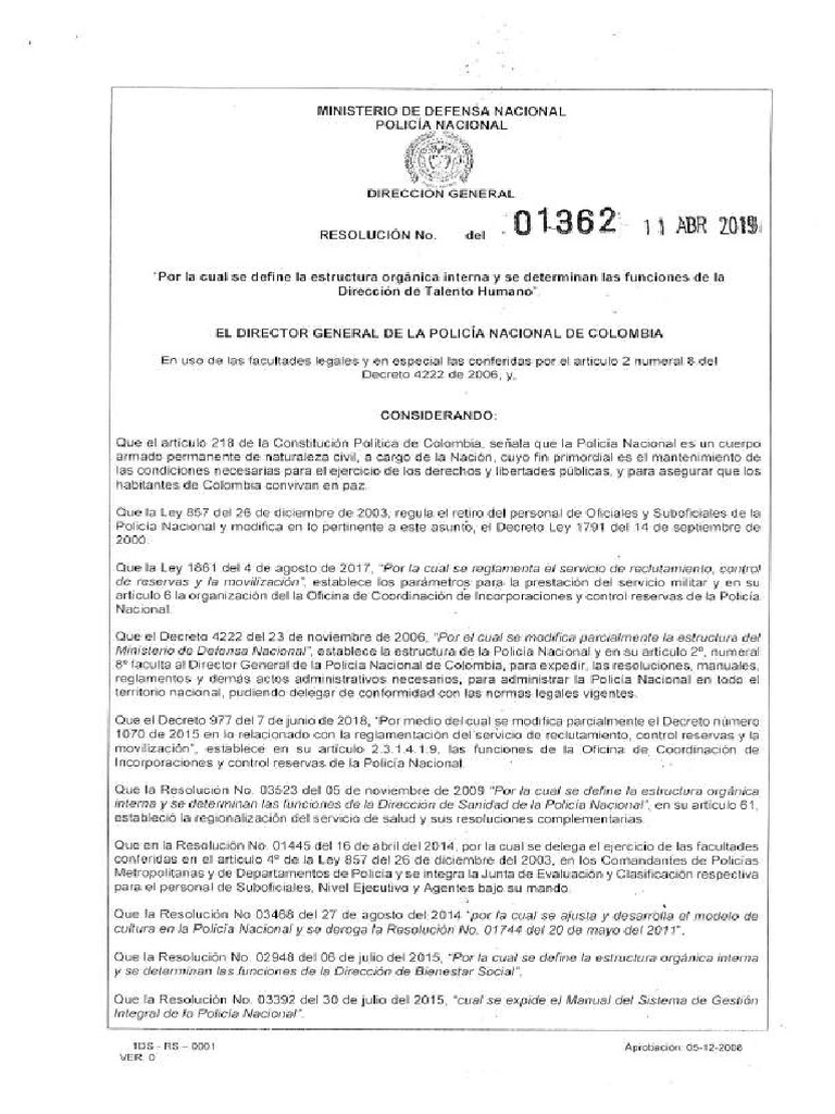 Resolucion 01362 de 2019 Estructura Ditah Compressed PDF | PDF