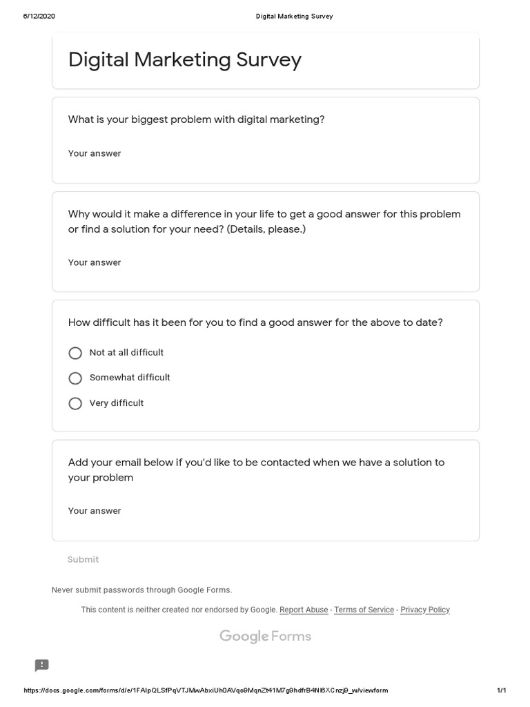 Digital Marketing Survey | PDF