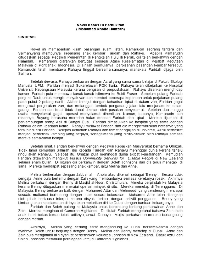 Sinopsis Kabus Di Perbukitan | PDF