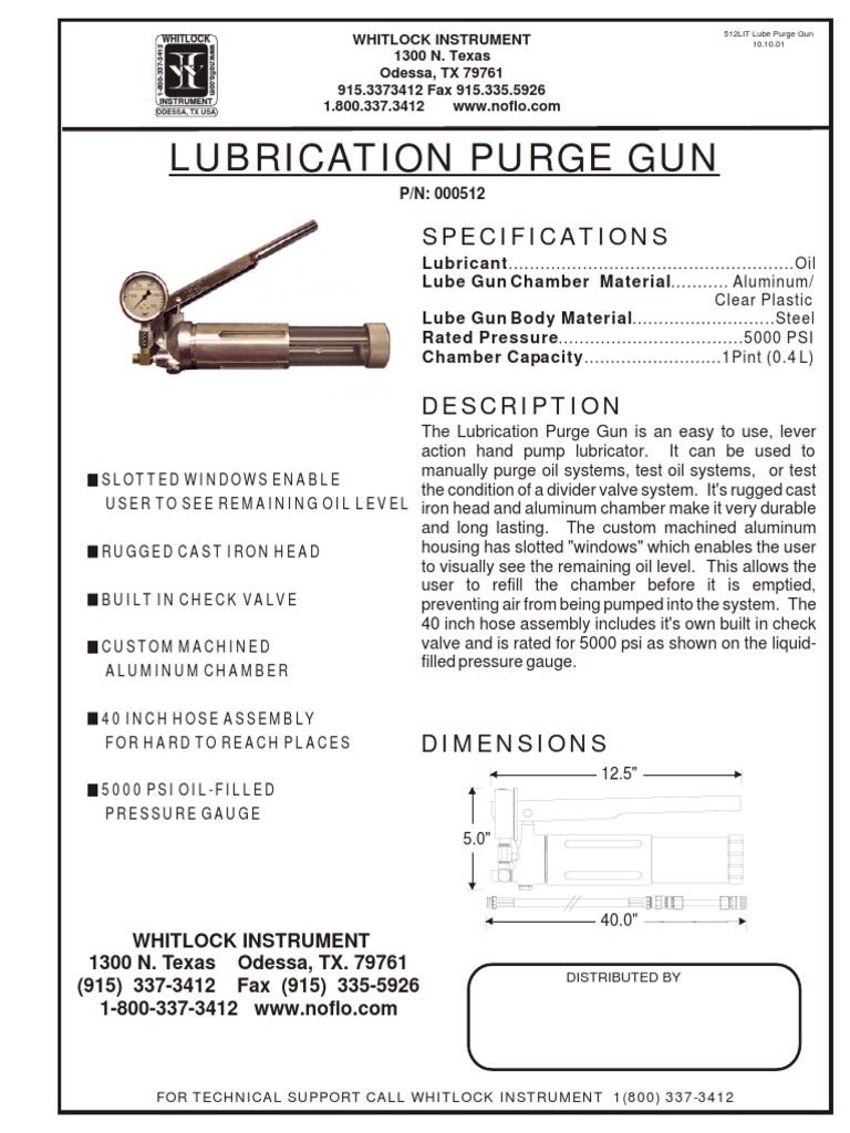 Lubrication Purge Gun: Specifications | PDF | Mechanical Engineering ...