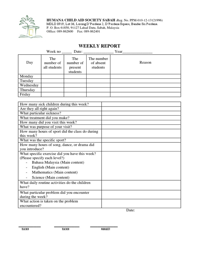 Weekly Student Activity Report | PDF