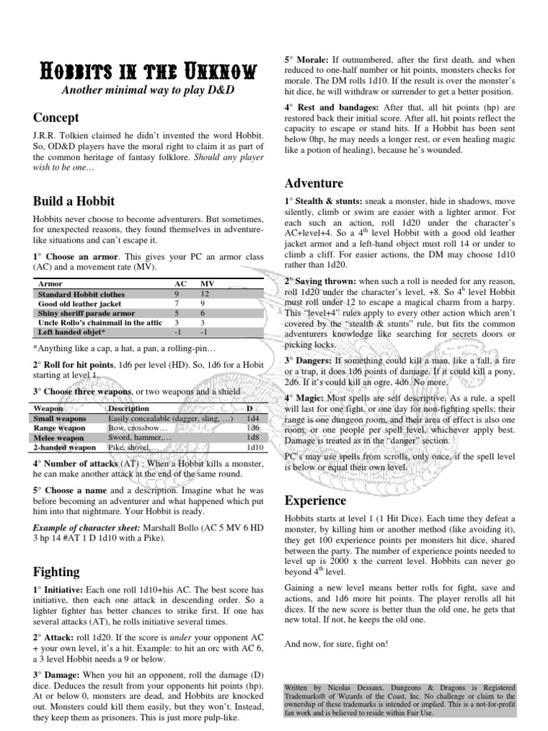 Hobbits | PDF | Dungeons & Dragons | Role Playing Games