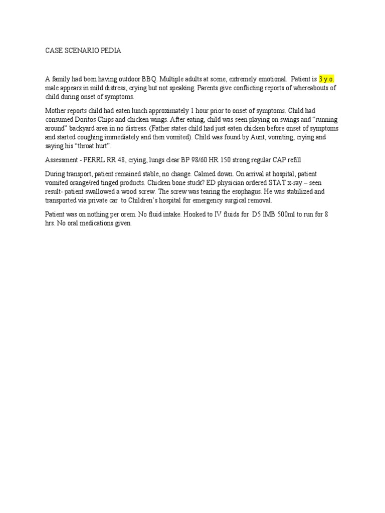 Case Scenario Pedia | PDF