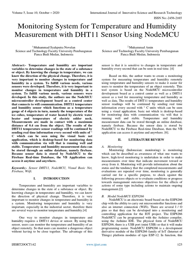 Monitoring System For Temperature and Humidity Measurement With DHT11 ...