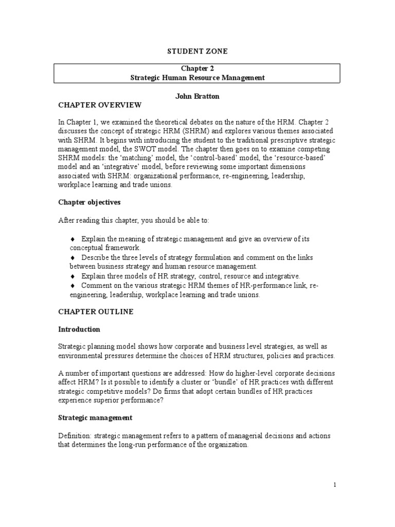 Chapter 2 Strategic Human Resource Management | PDF | Strategic ...