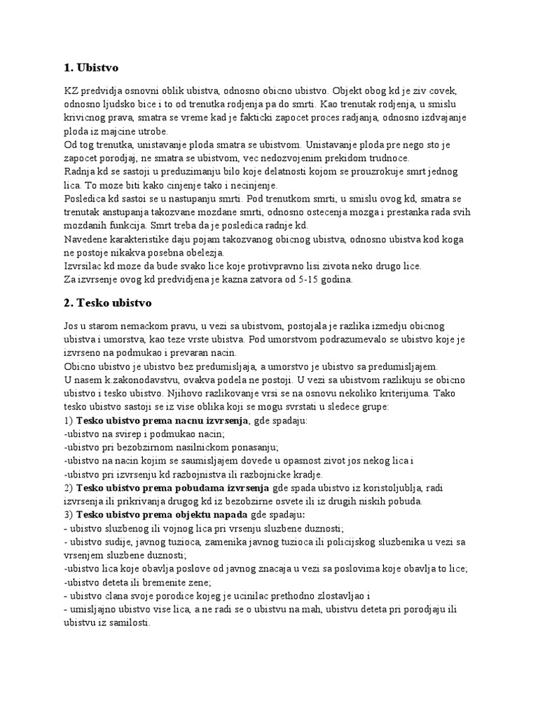 Krivicno Pravo Posebni Deo | PDF