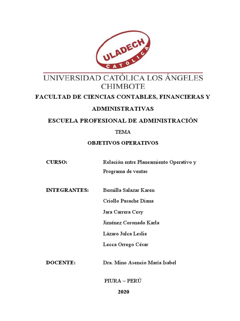 Relación Entre El Plan Operativo y El Programa de Ventas | PDF ...