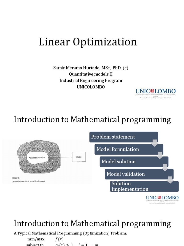 Session 1 Linear Programing Pdf Mathematical Optimization Nonlinear Programming