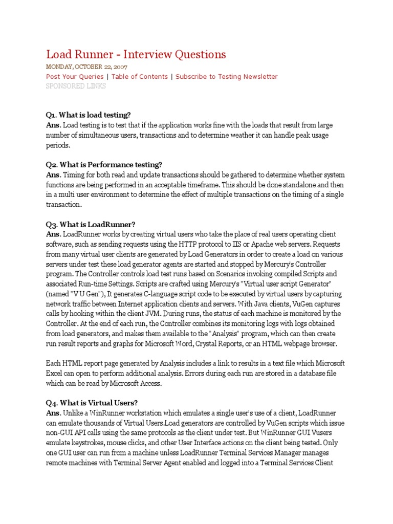 Load Runner - Interview Questions: Post Your Queries Subscribe To ...