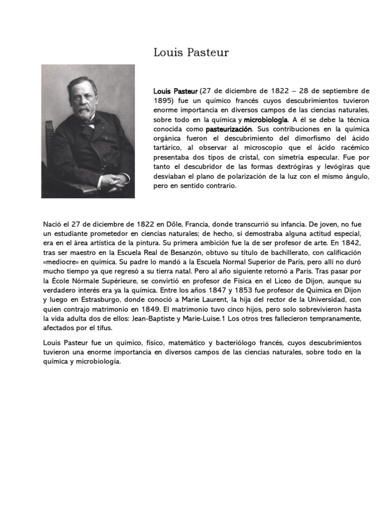 Louis Pasteur PDF | PDF | Luis Pasteur | Microbiología
