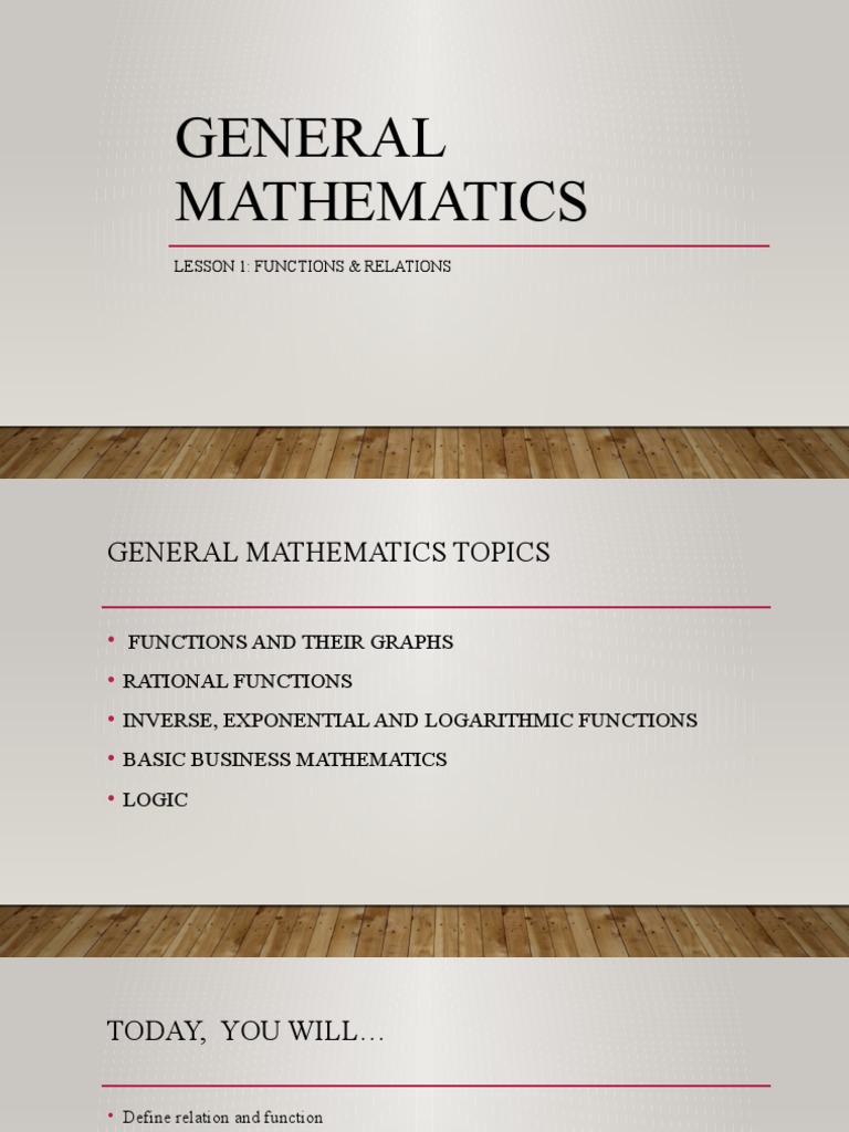 General Mathematics: Lesson 1: Functions & Relations | PDF