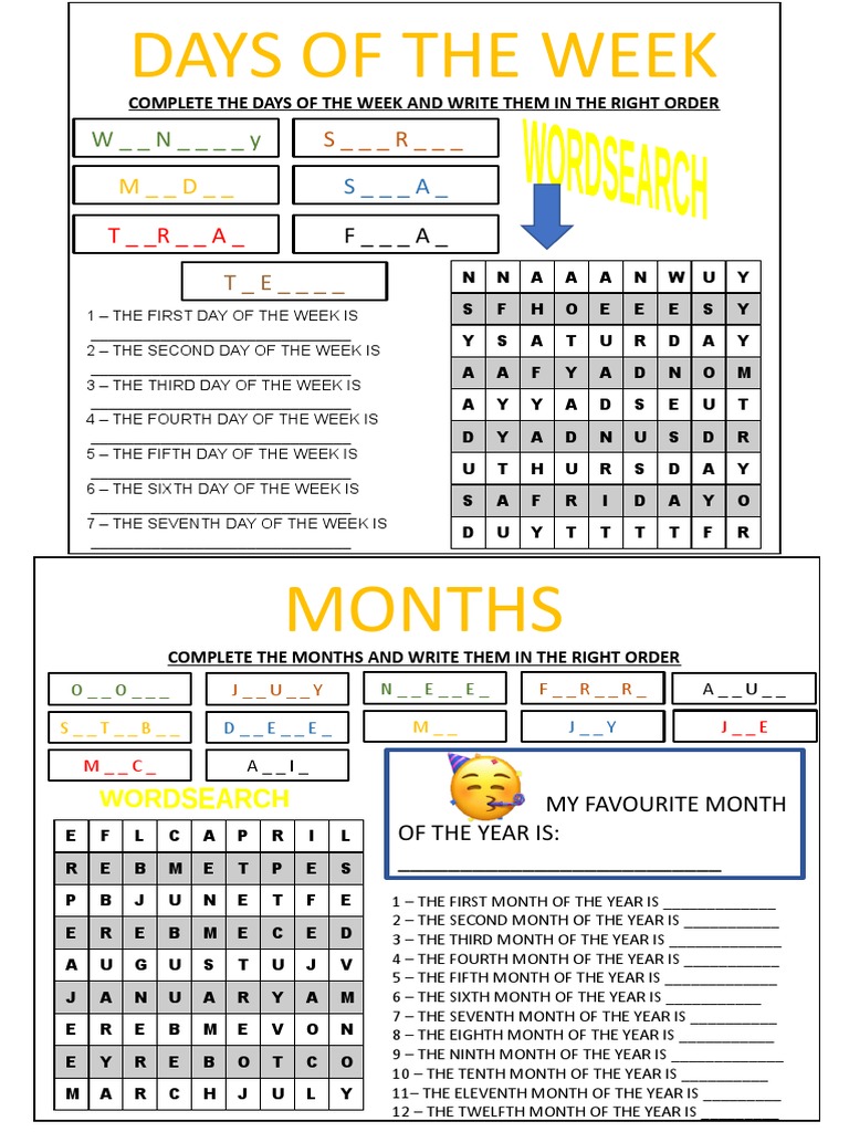 Days and Months Ordering Activity | PDF | Auto Racing | Motorsport
