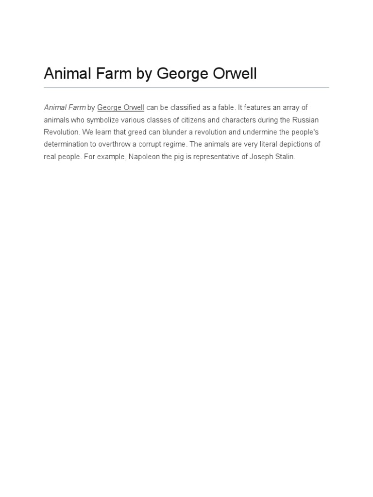 Animal Farm by George Orwell | PDF