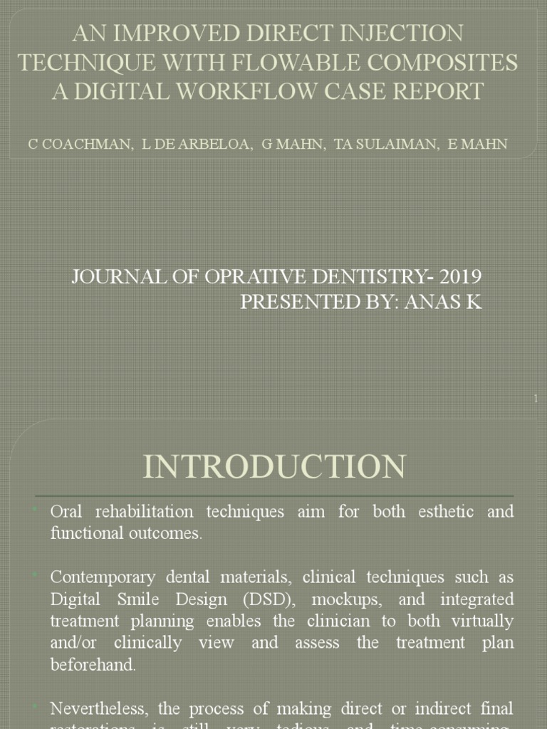 An Improved Direct Injection Technique With Flowable Composites A ...