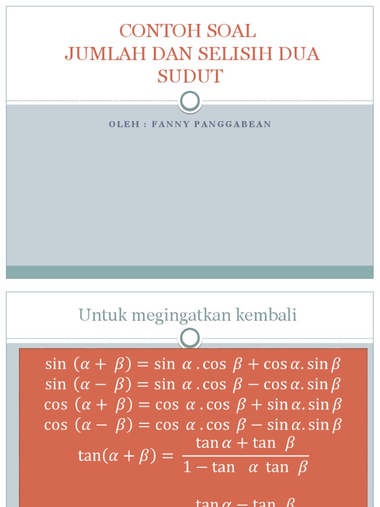 1) Soal Dan Pembahasan Jumlah Dan Selisih Dua Sudut | PDF