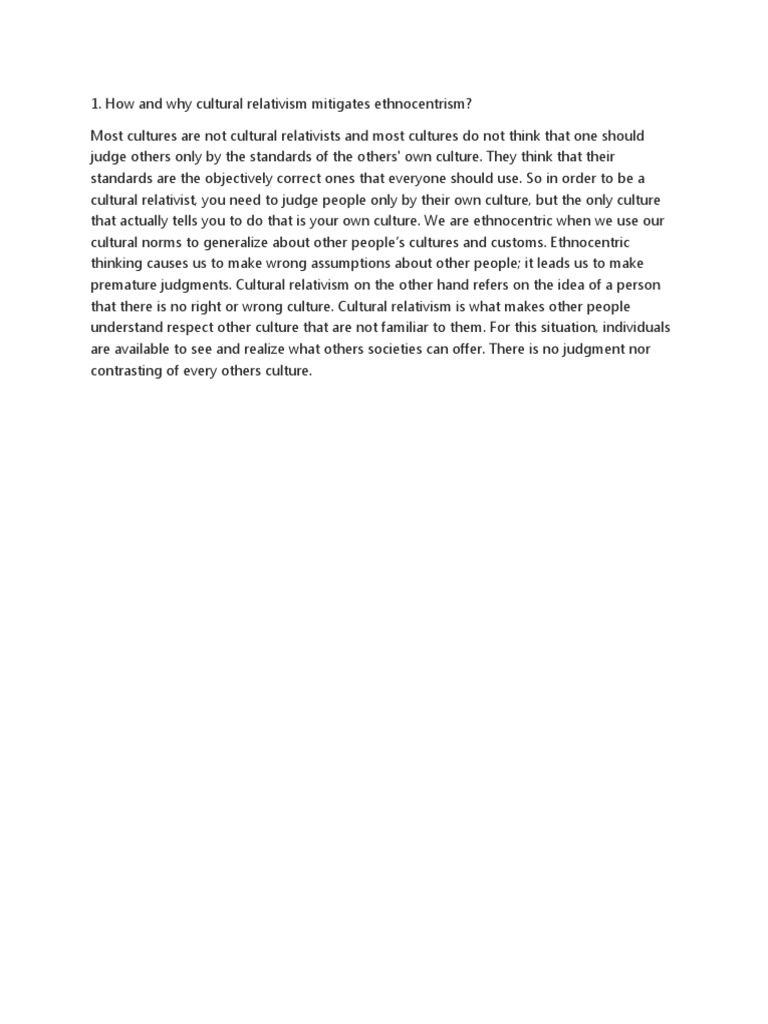 How and Why Cultural Relativism Mitigates Ethnocentrism | PDF