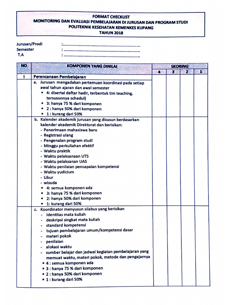 Format Checklist Monev | PDF