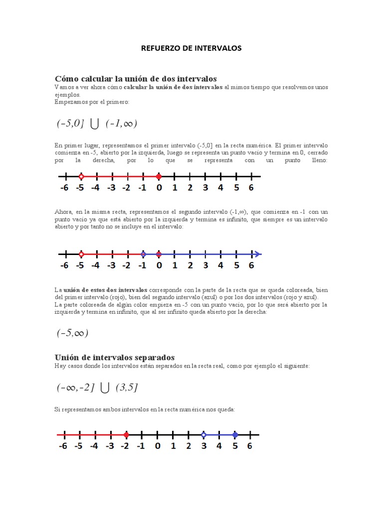 Refuerzo de Intervalos | PDF | Intervalo (Matemáticas) | Conjunto ...