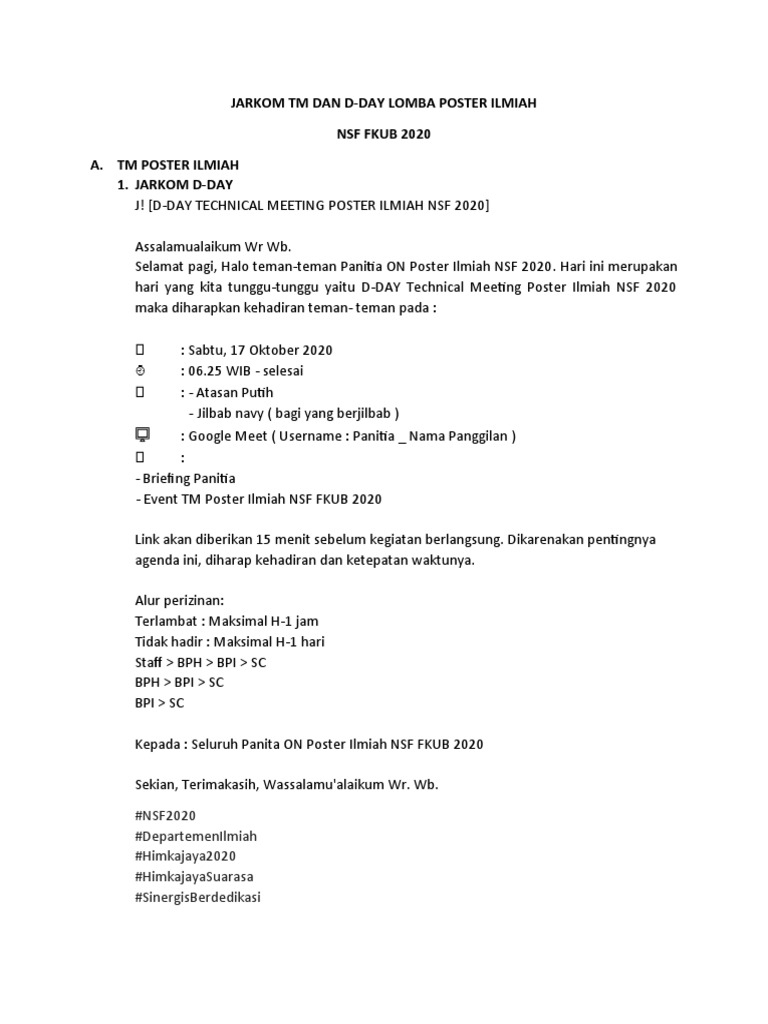 D-DAY Lomba Poster Ilmiah NSF 2020 | PDF | Karier & Perkembangan | Bisnis
