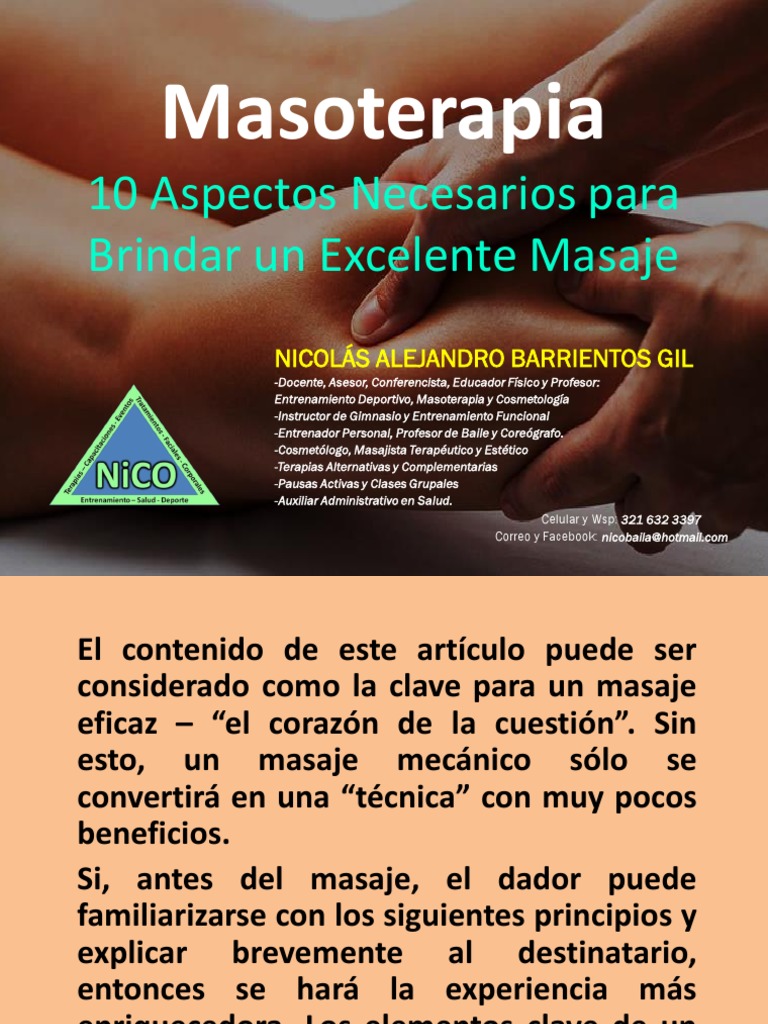 10 Aspectos Necesarios para Brindar Un Excelente Masaje PDF | PDF | Masaje | Bienestar