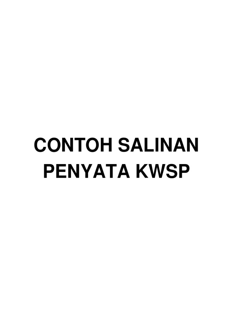 Penyata KWSP KWSP Tidak Mencarum | PDF