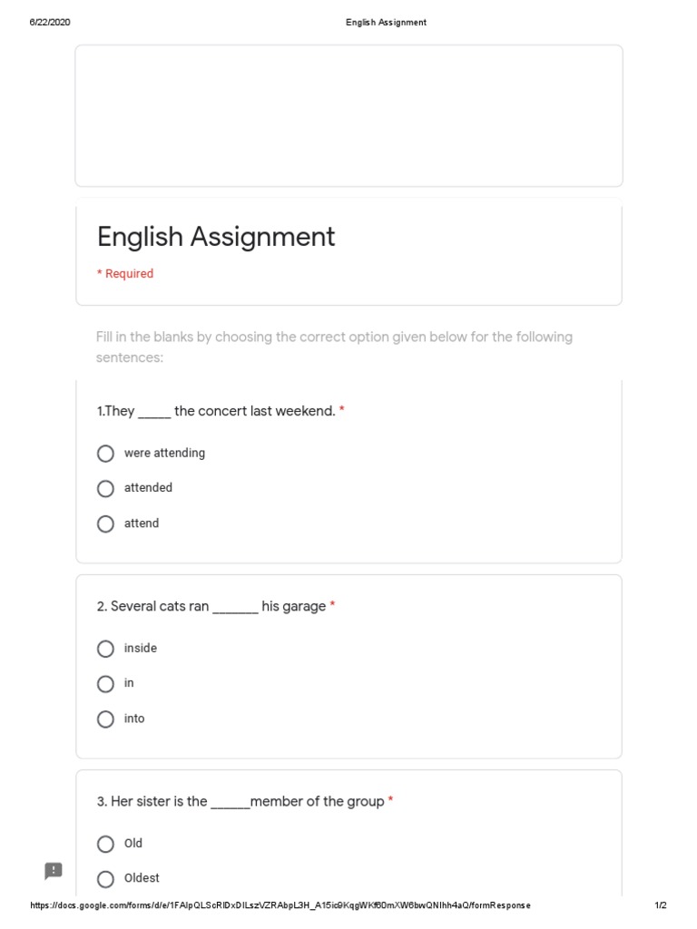 English Assignment - Form1 - Page - 2 PDF | PDF