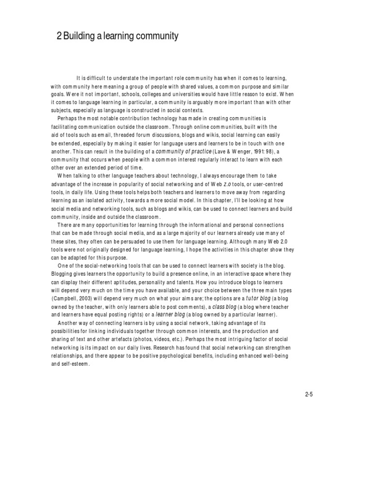 02 Building A Learning Community | PDF | Social Networking Service ...