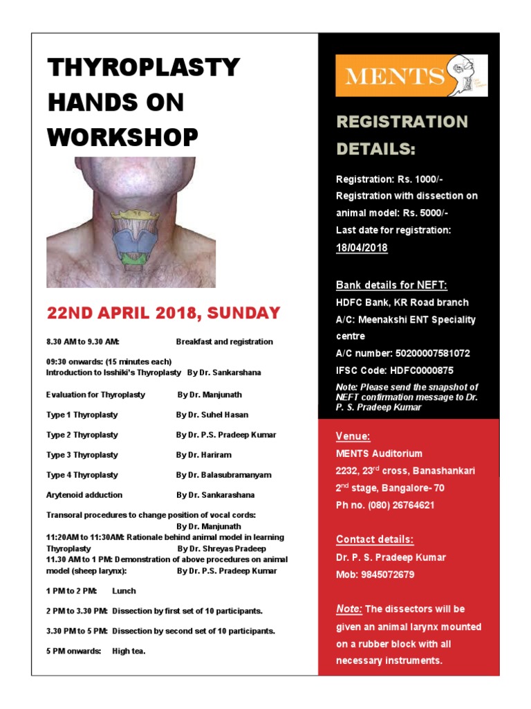 Thyroplasty Hands On Workshop | PDF | Respiratory System | Human Anatomy