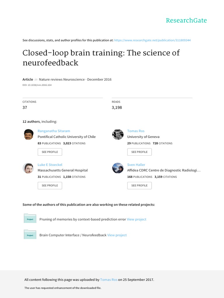 Closed-Loop Brain Training: The Science of Neurofeedback: Nature ...