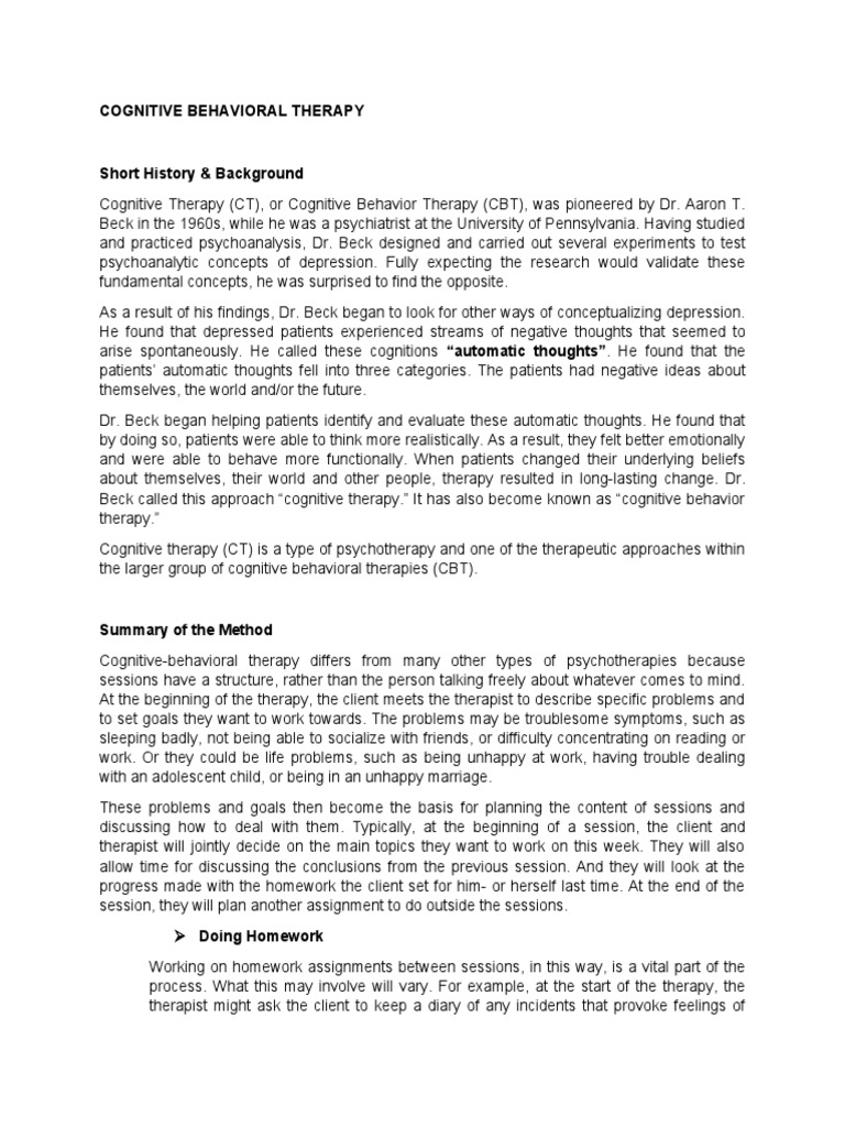 Cognitive Behavioral Therapy | PDF | Cognitive Behavioral Therapy ...