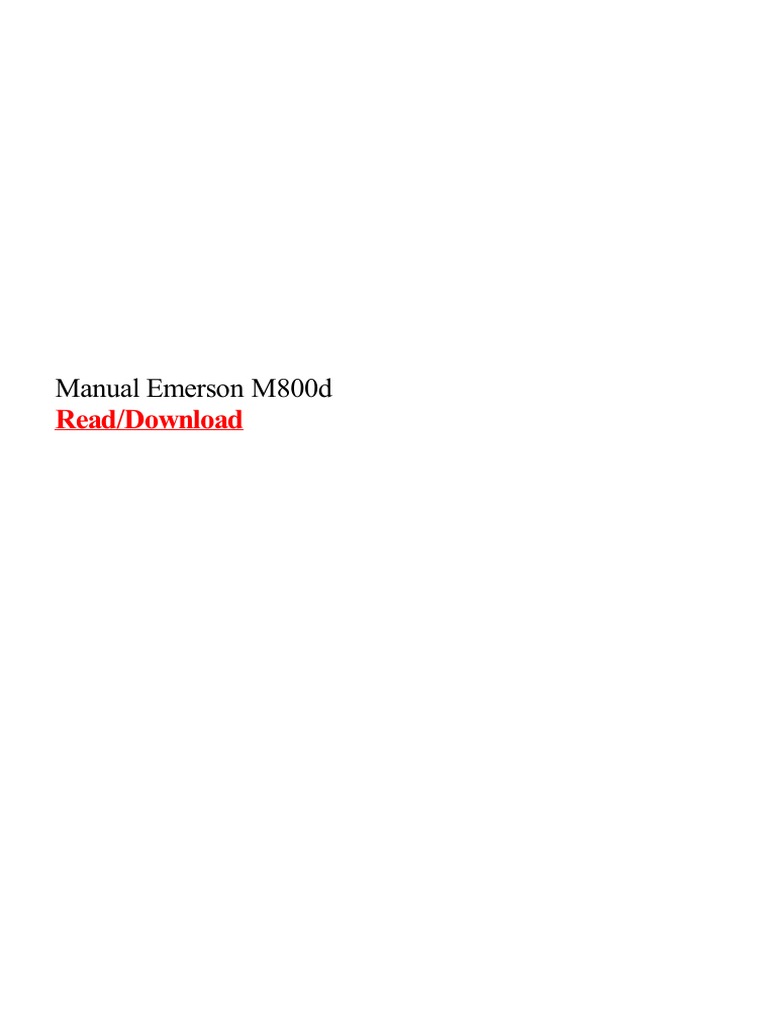 Manual Emerson M800d: Read/Download | PDF