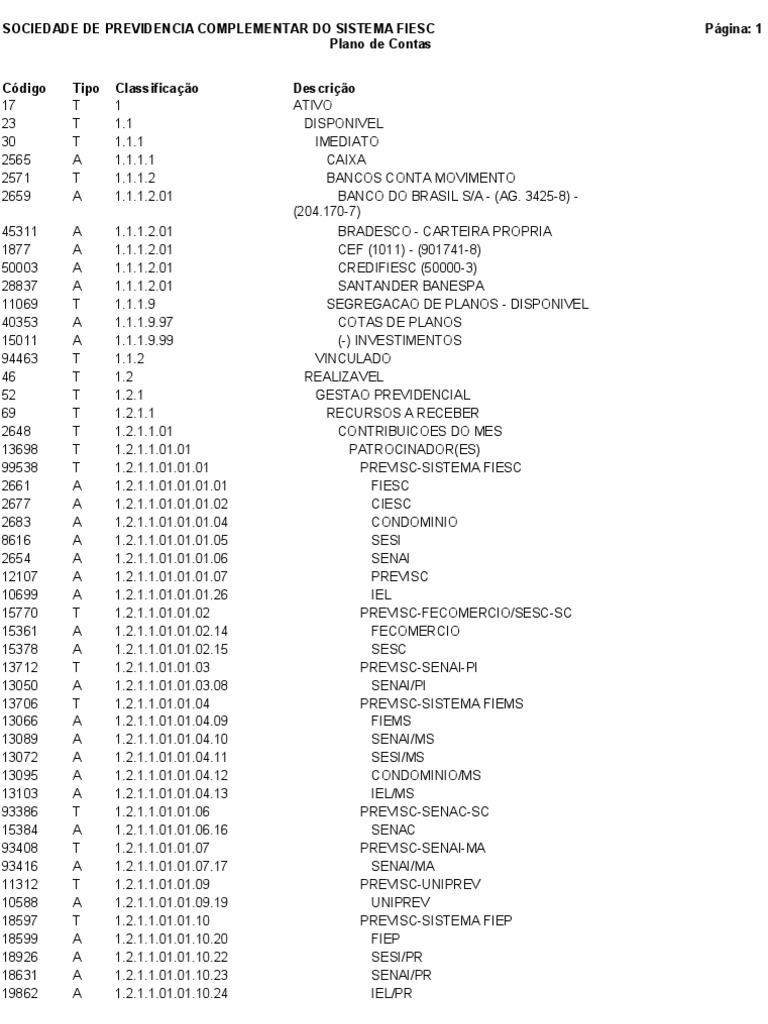 PLANO DE CONTAS COMPLETO | Brasil | Servicios públicos