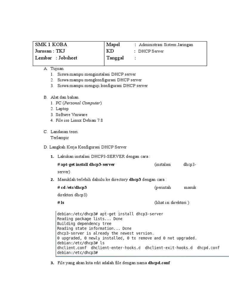 Jobsheet DHCP Server | PDF
