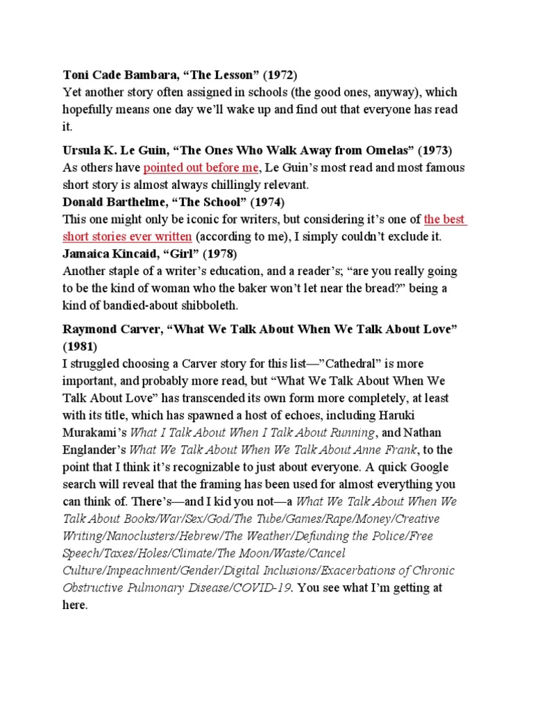 Toni Cade Bambara, "The Lesson" (1972) : Pointed Out Before Me | PDF