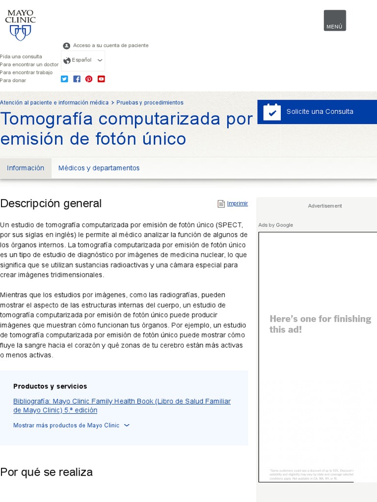Tomografía Computarizada Por Emisión de Fotón Único - Mayo Clinic PDF | PDF | Ct Scan | Corazón