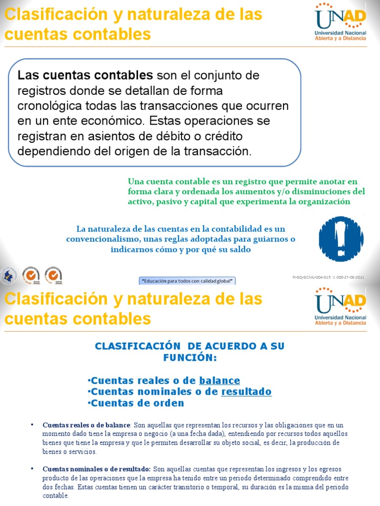 Clasificacion Y Naturaleza de Las Cuentas | PDF | Contabilidad | Economias