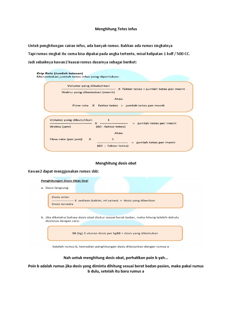 Contoh Soal dan Rumus Tetesan Infus | PDF