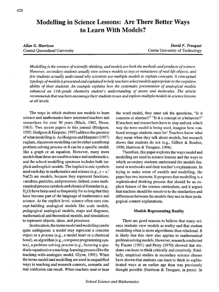 Are Better Learn: Modelling To Models? | PDF | Conceptual Model | Analogy