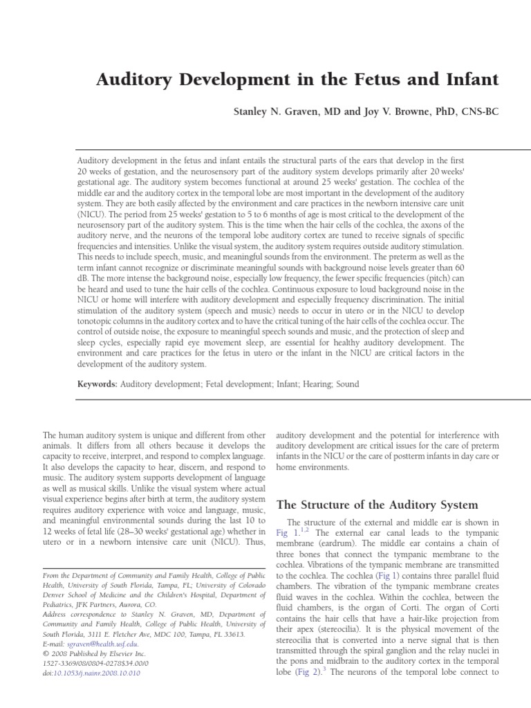 Auditory Development in The Fetus and Infant. | PDF | Auditory System ...