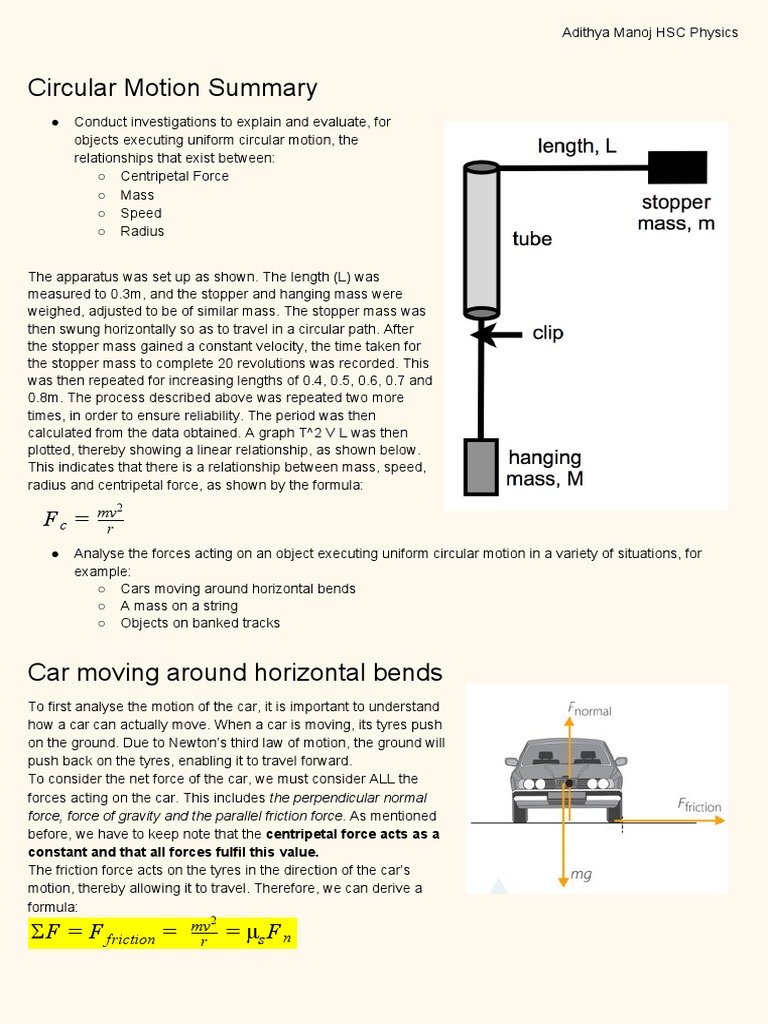 HSC Physics Circular Motion Summary | PDF | Acceleration | Force