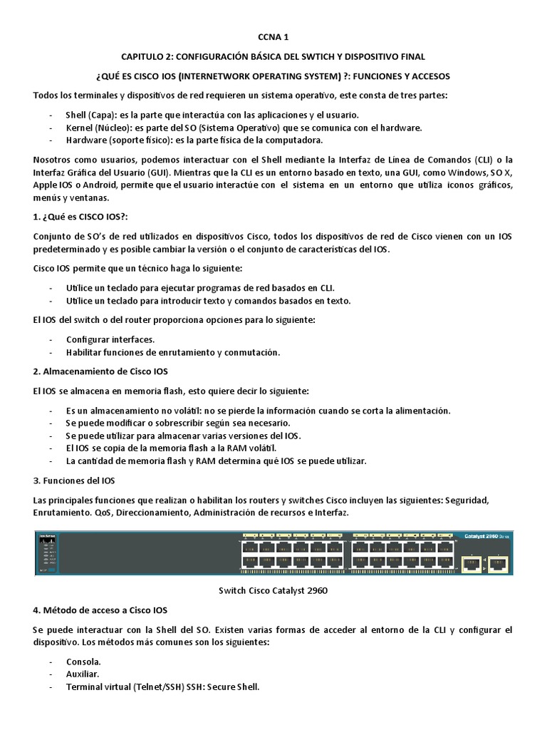 CCNA 1 Capitulo 2 Configuracion Basica Del Switch y Dispositivo Final | PDF | Dirección IP ...