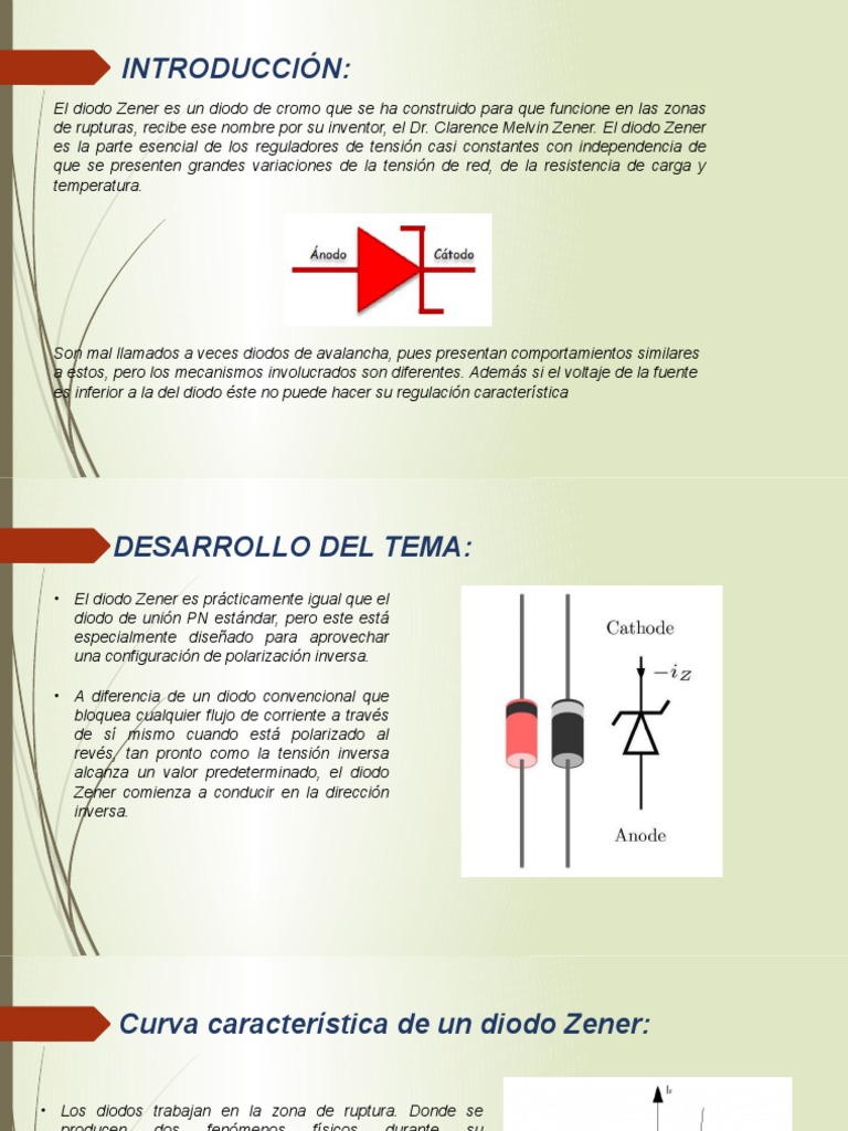 Funcionamiento y Aplicaciones del Diodo Zener | PDF | Diodo ...