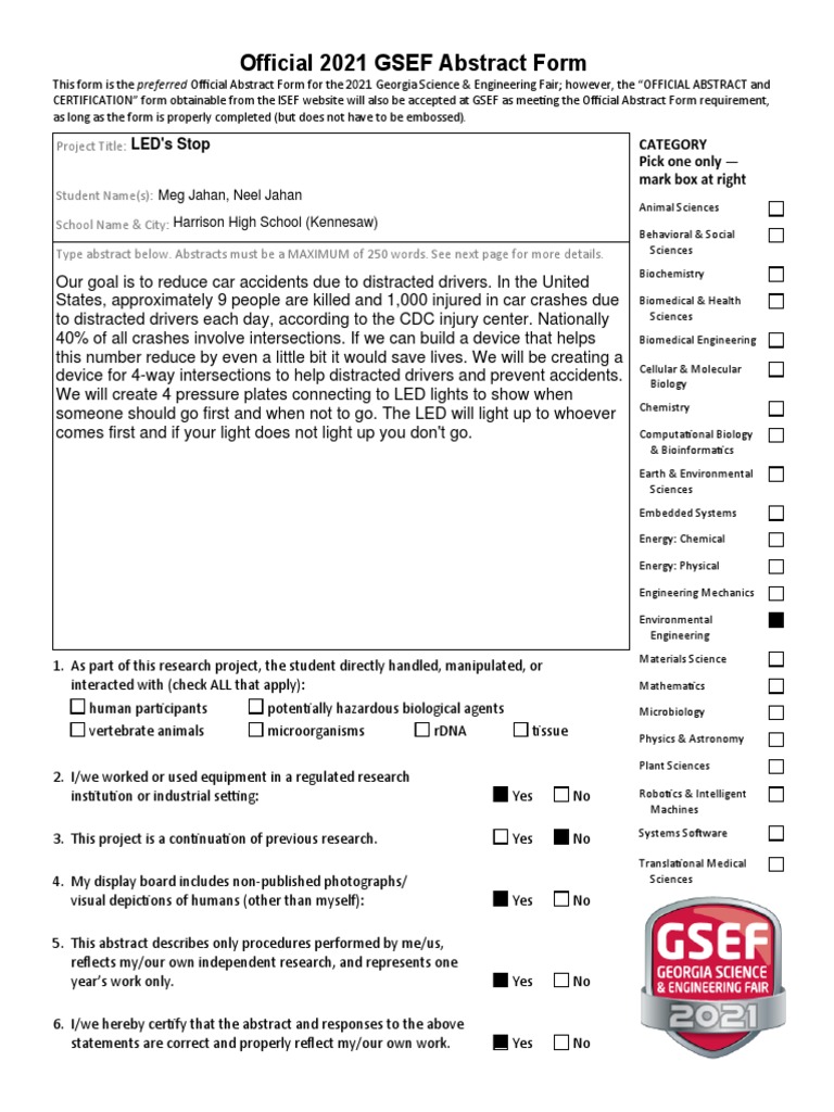 Gsef 2021 Abstract Form | PDF