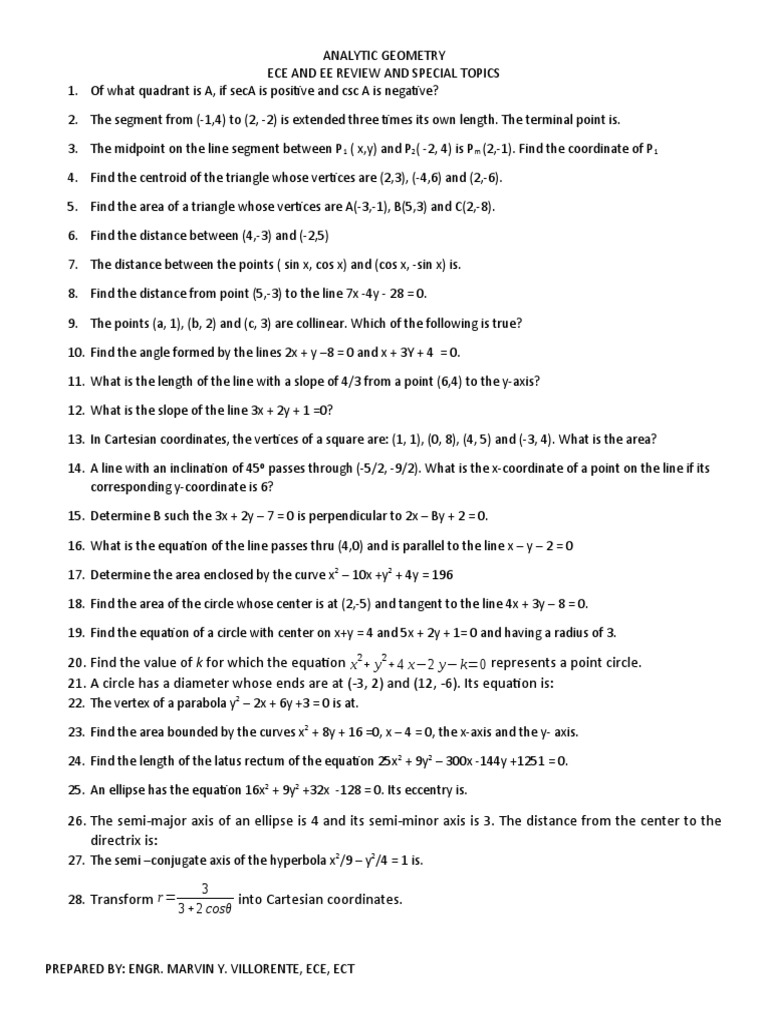 Analytic Geometry | PDF | Ellipse | Geometric Objects