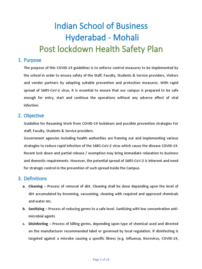 ISB Post-Lockdown Safety Guide | PDF | Disinfectant | Public Toilet